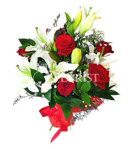 Bouquet of white lilies and red roses 'Loving Heart' - delivery from ...