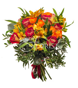 Bouquet of alstroemerias and roses 'Féerie' - delivery from $69.00 US ...