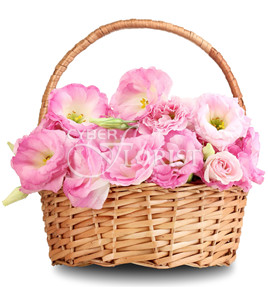 Basket of pink lisianthuses 'Morning Breath' - delivery from $48.00 US ...