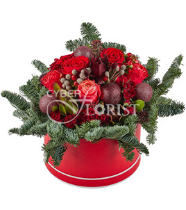 Christmas floral arrangement in a box 'Mary' - delivery from $0.00 US ...