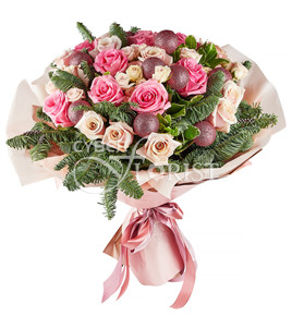 Christmas bouquet with roses 'Confetti' - delivery from $0.00 US ...